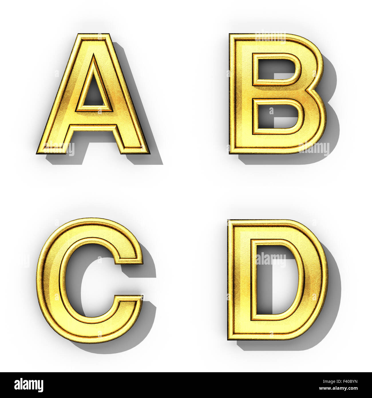 golden alphabet letter set on white Stock Photo - Alamy