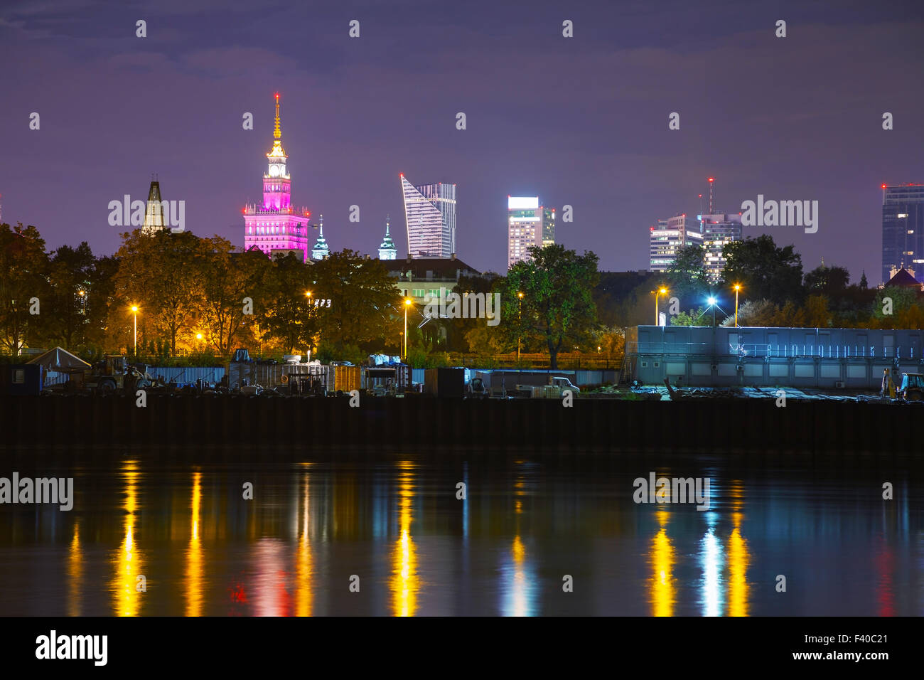 Night panorama warsaw city center hi-res stock photography and images ...
