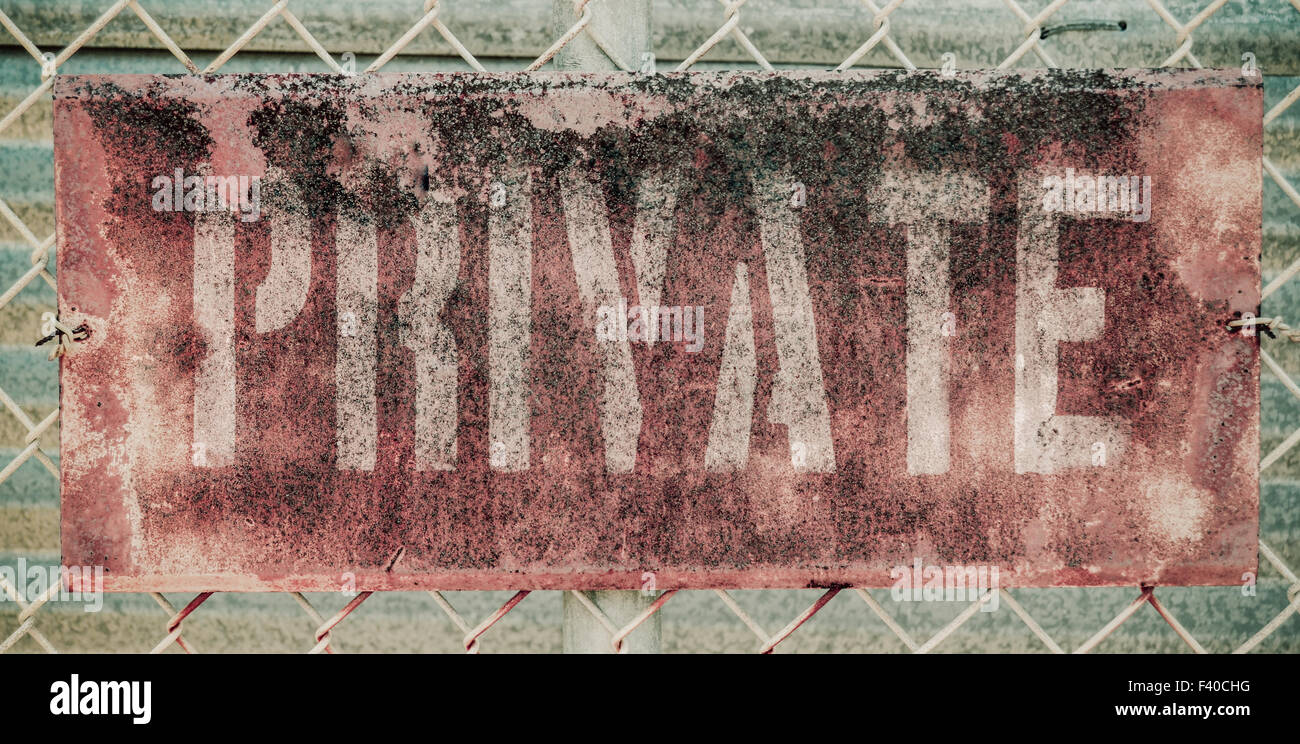 Retro Rusty Private Sign Stock Photo - Alamy