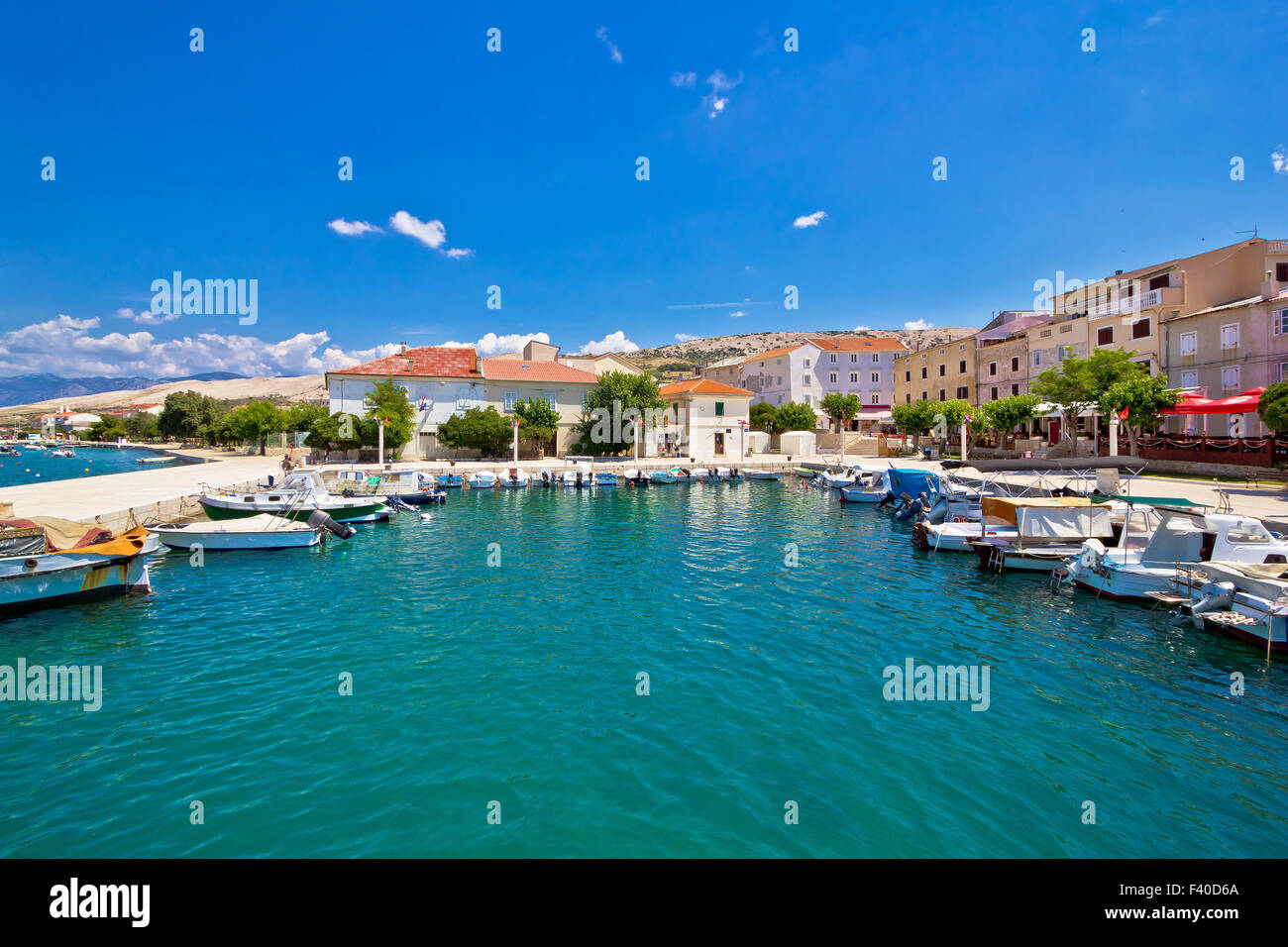 Pag island colorful waterfront view Stock Photo - Alamy