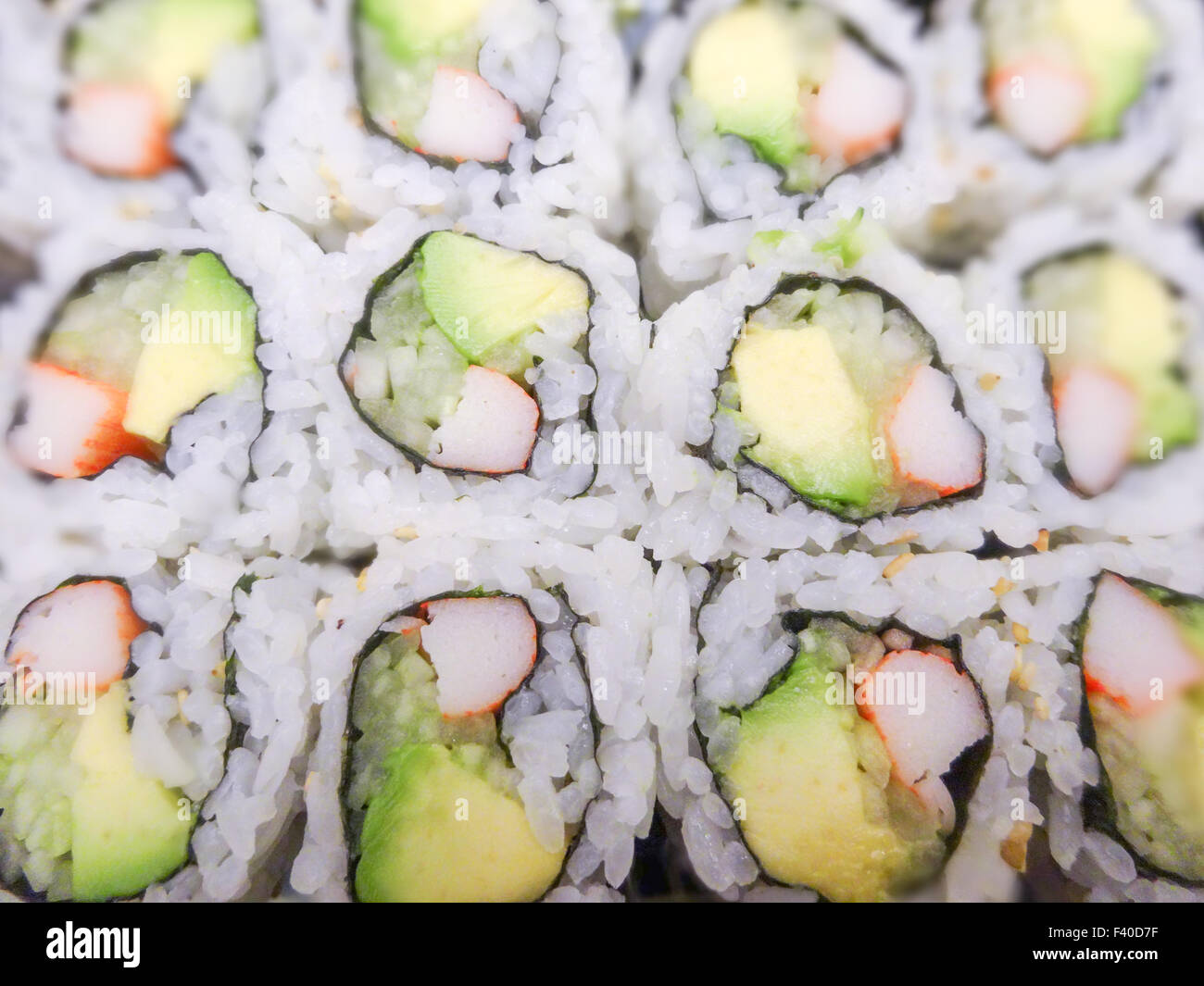 sushi with salmon and avocado rolls Stock Photo - Alamy