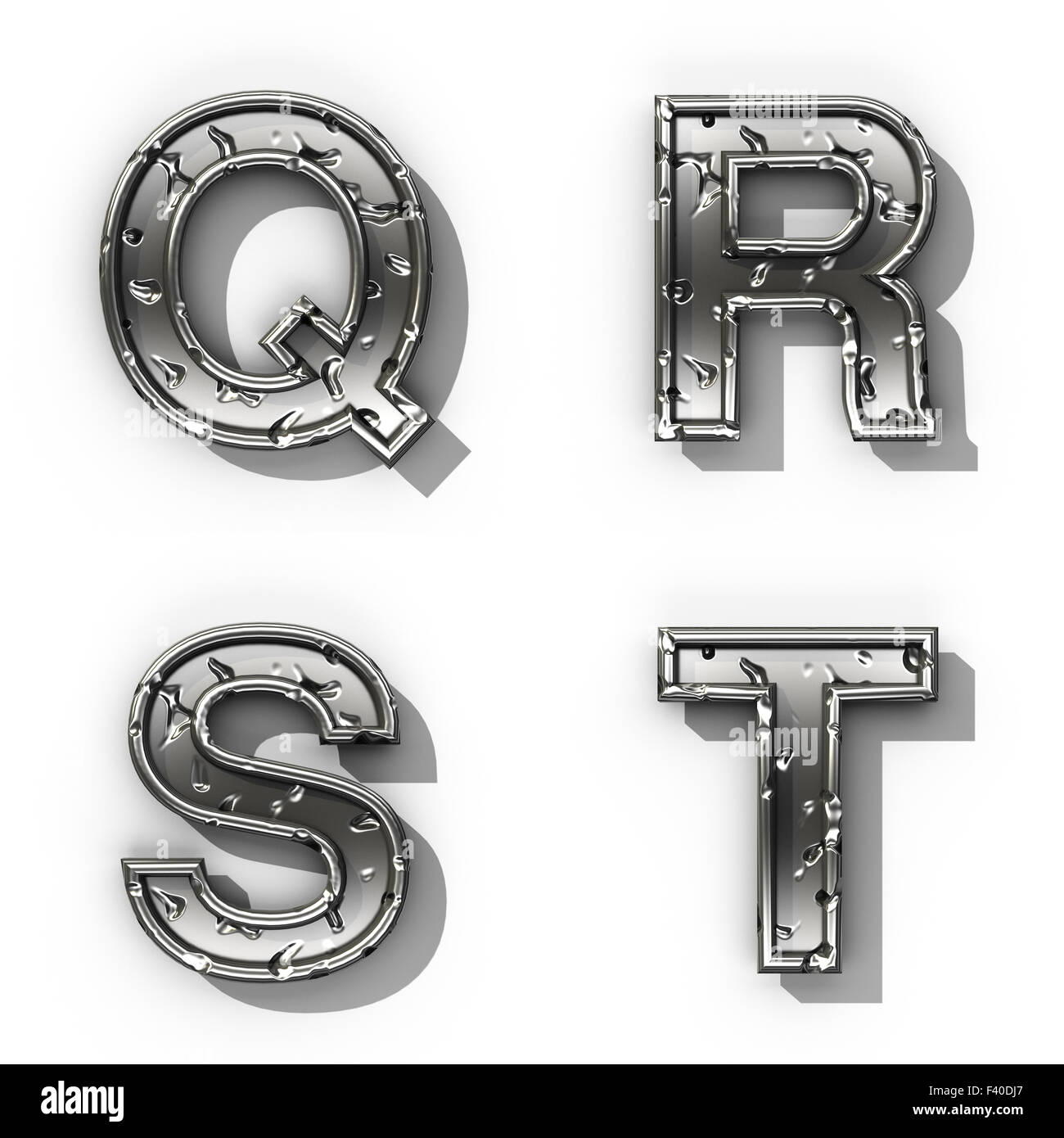 metal alphabet letter set with shadows on white Stock Photo - Alamy
