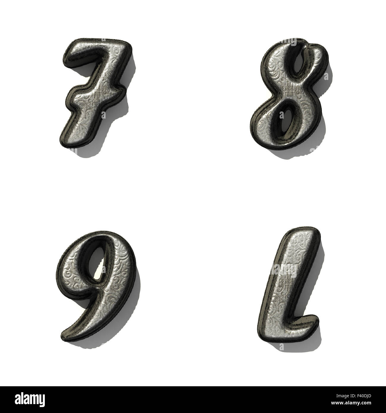 silver alphabet letter set with shadows on white Stock Photo - Alamy