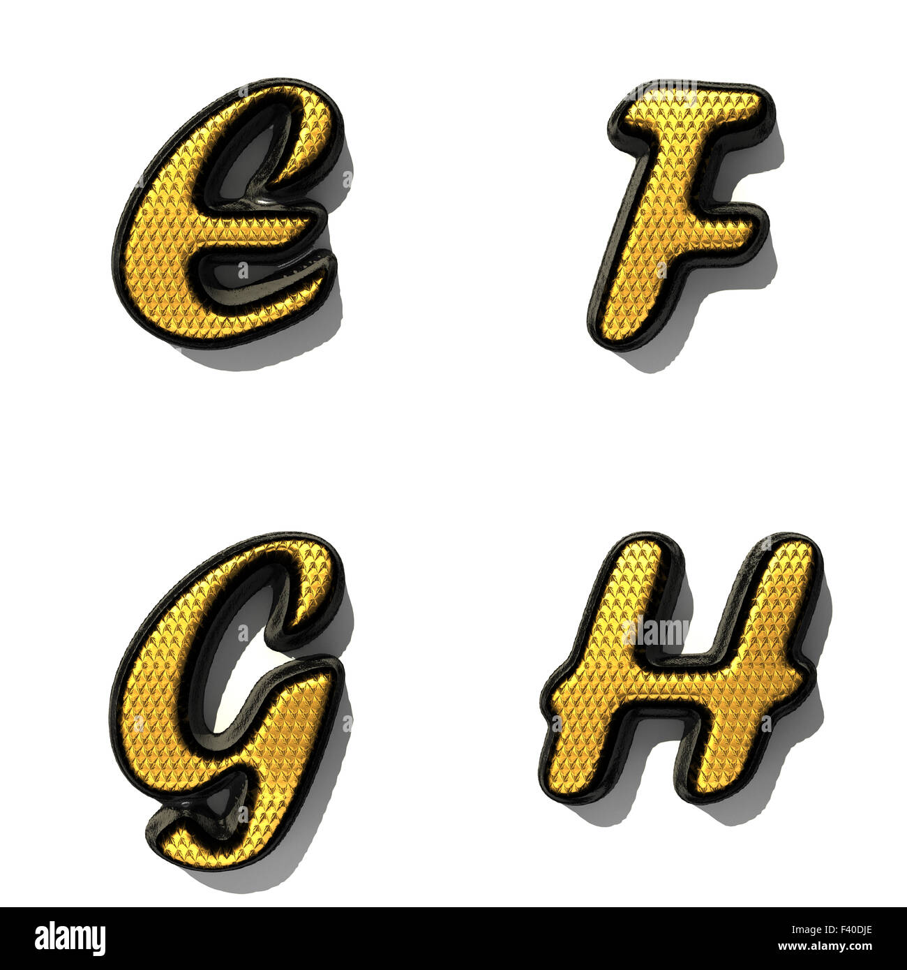 black alphabet letter set with gold on white Stock Photo - Alamy