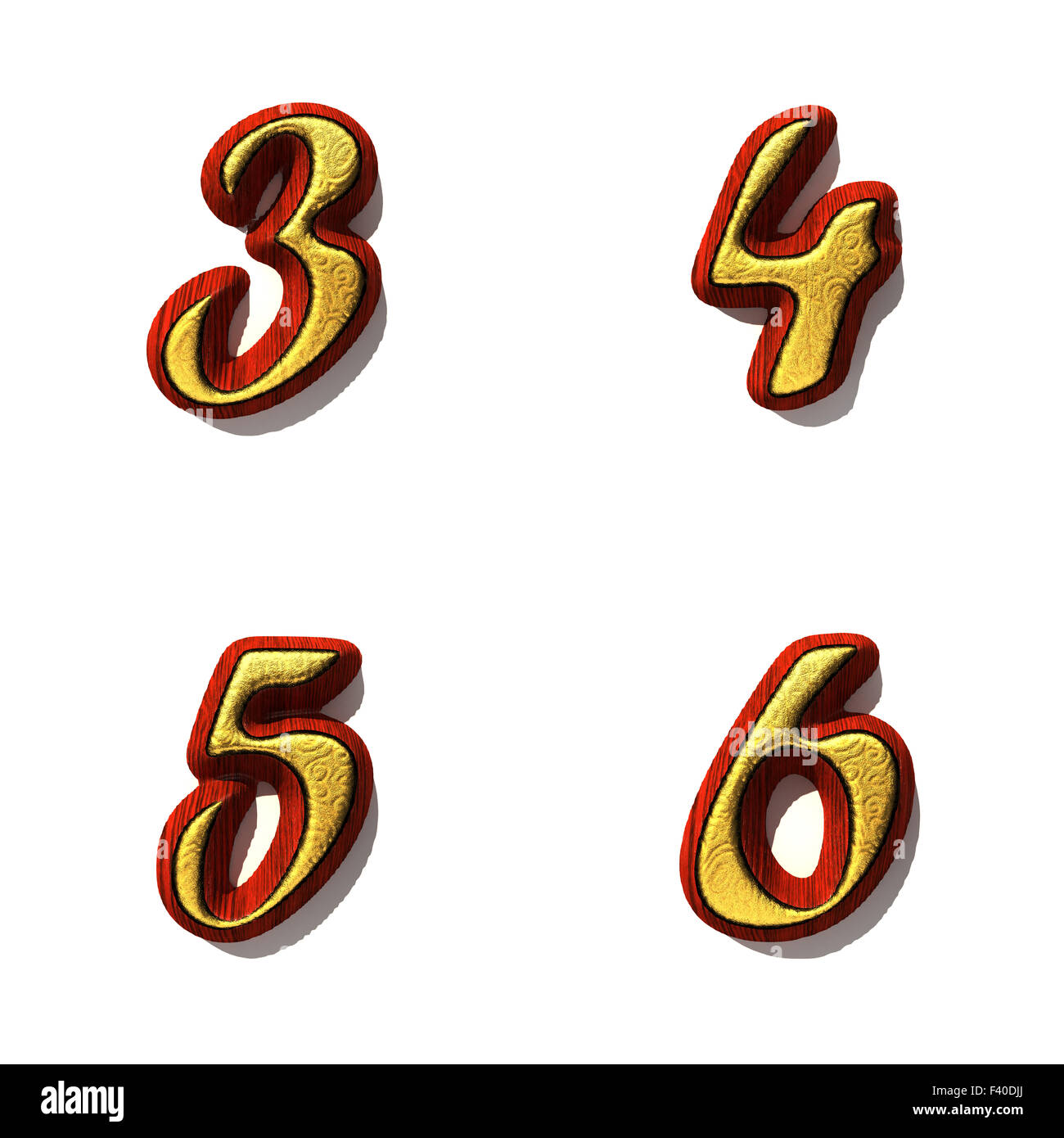 golden alphabet letter set with wood on white Stock Photo - Alamy