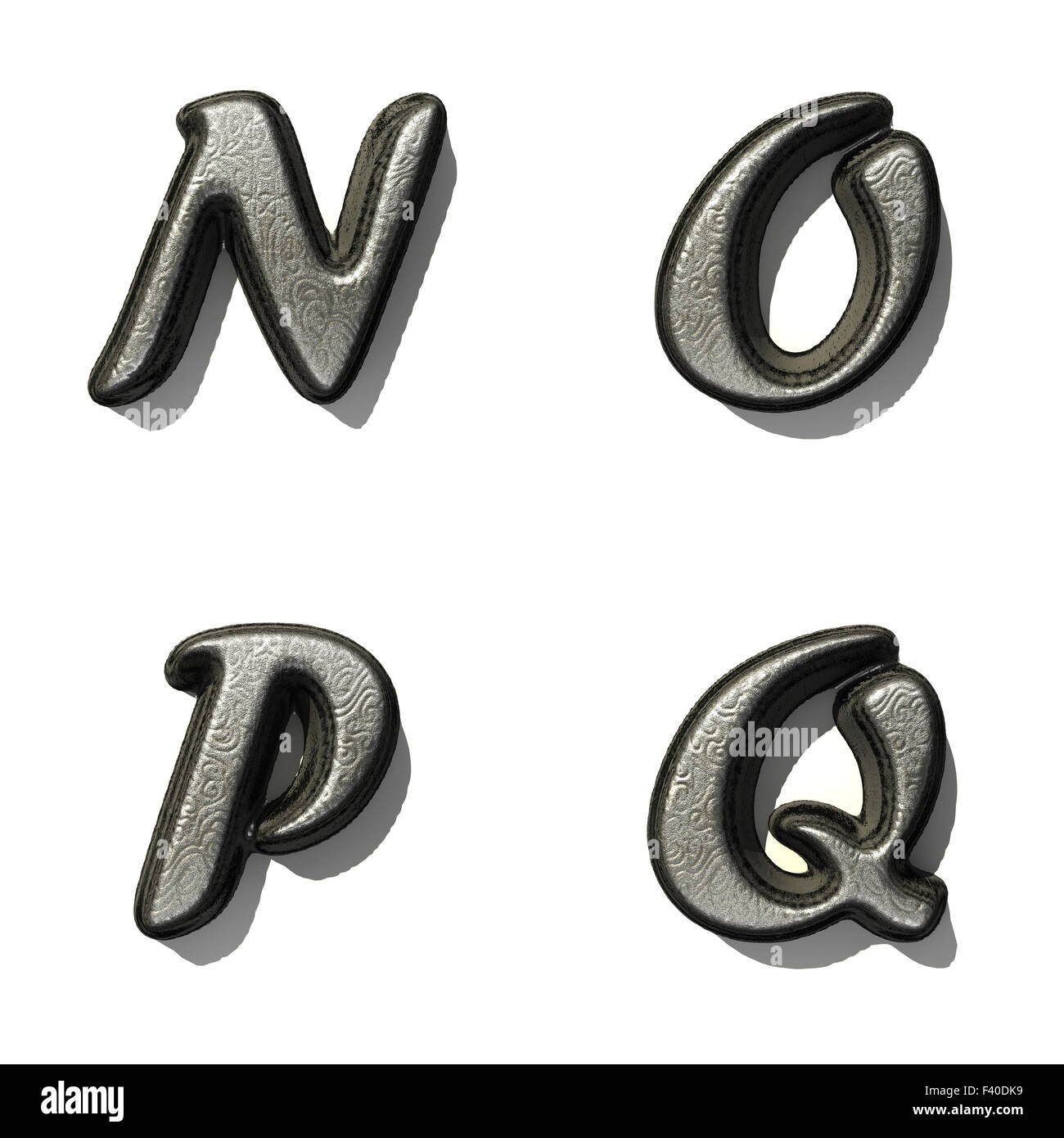 silver alphabet letter set with shadows on white Stock Photo - Alamy