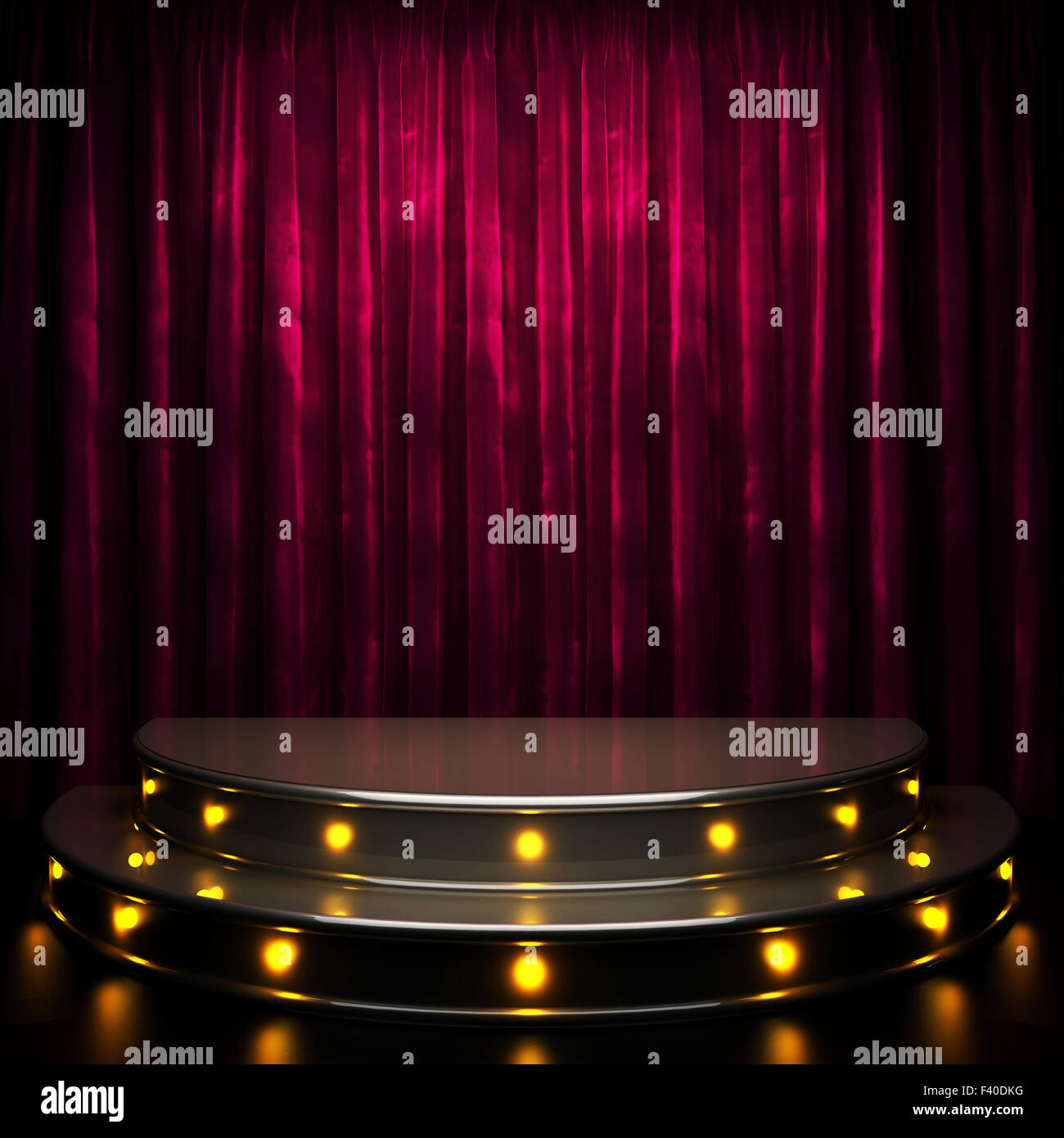 red curtain stage with lights Stock Photo - Alamy