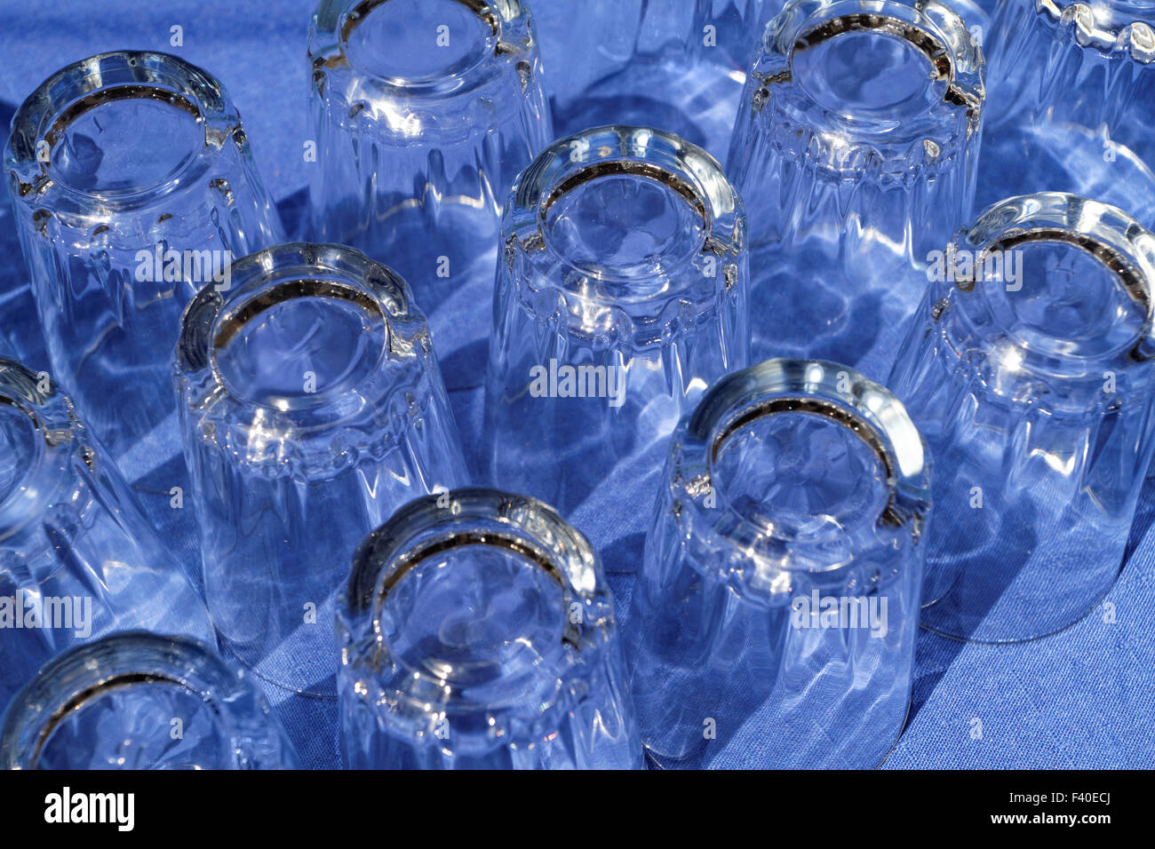 Many glass for drinking water in restaurant Stock Photo - Alamy