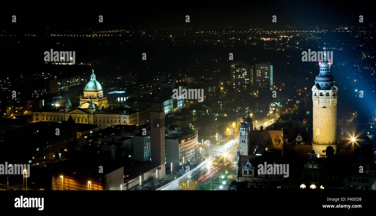 Nightshot City of Leipzig, Germany Stock Photo - Alamy