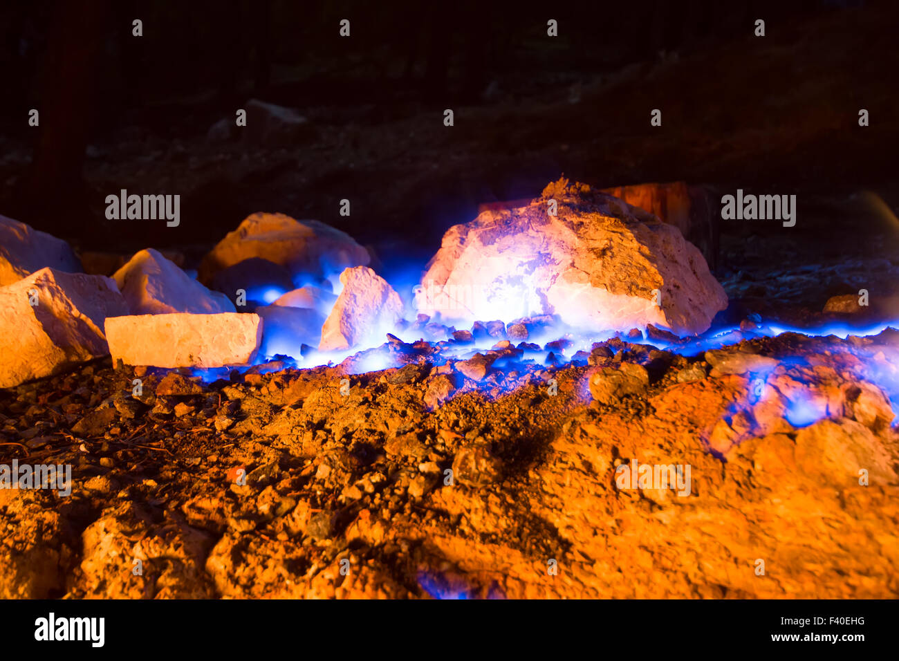 natural gas burns a flame at night Stock Photo - Alamy