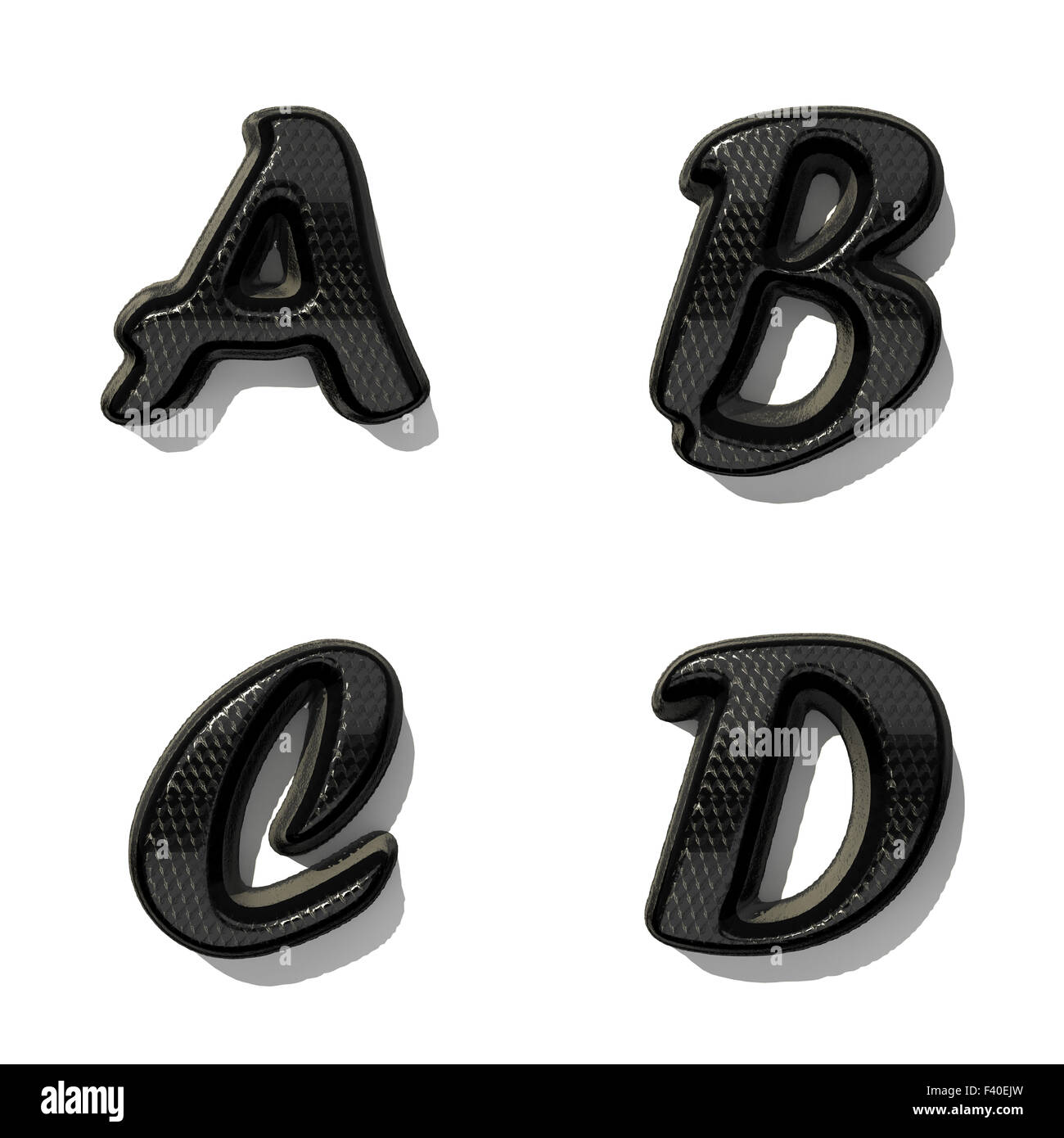 black metal alphabet letter set with shadows on white Stock Photo - Alamy