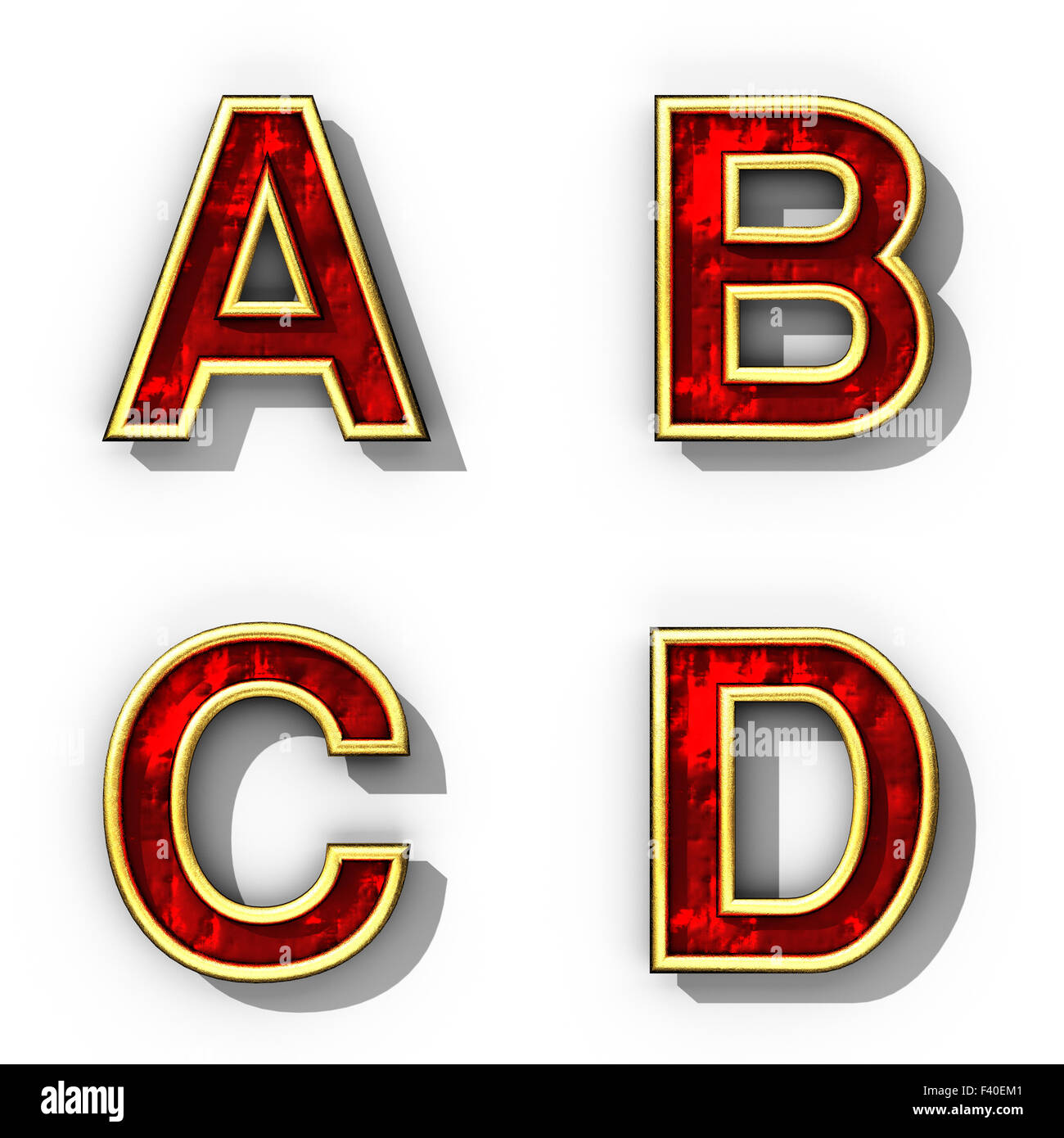golden alphabet letter set with red velvet on white Stock Photo - Alamy