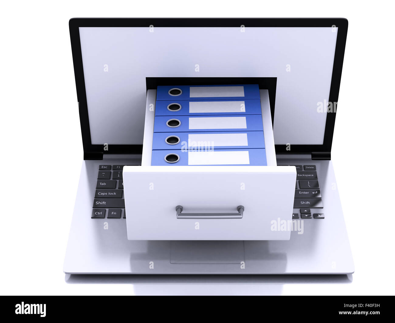 3d Laptop with ring binders. Data storage Stock Photo - Alamy