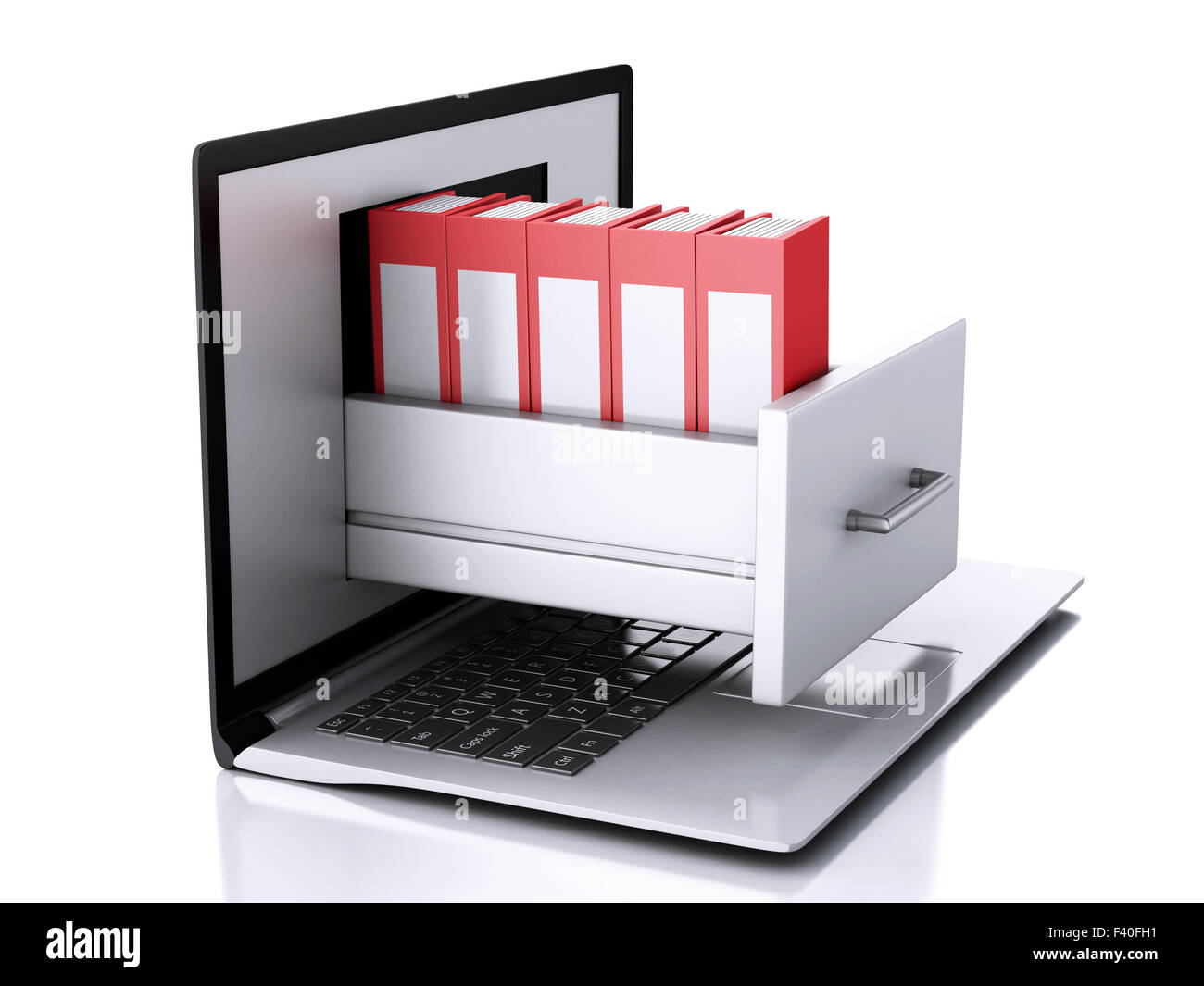 3d Laptop with ring binders. Data storage Stock Photo - Alamy