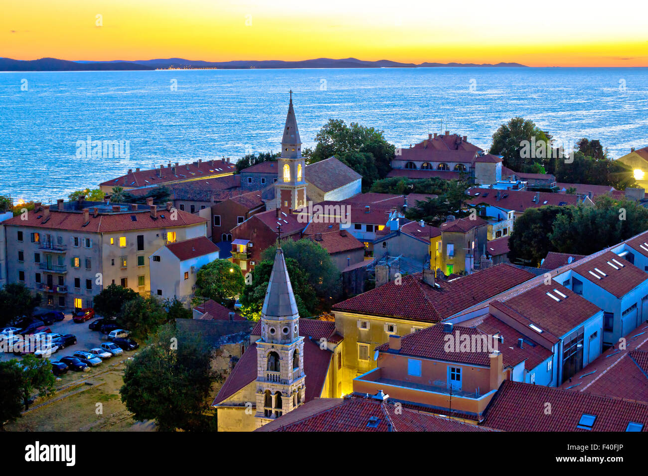 Historic Zadar skyline evening view Stock Photo - Alamy