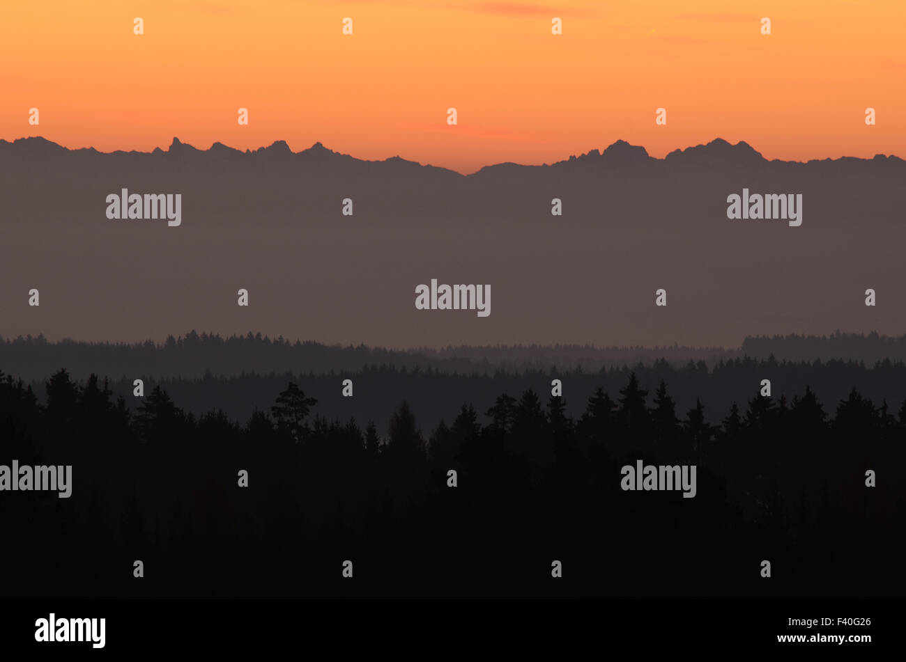 sunrise; sunset; swabian alb; alps view Stock Photo - Alamy