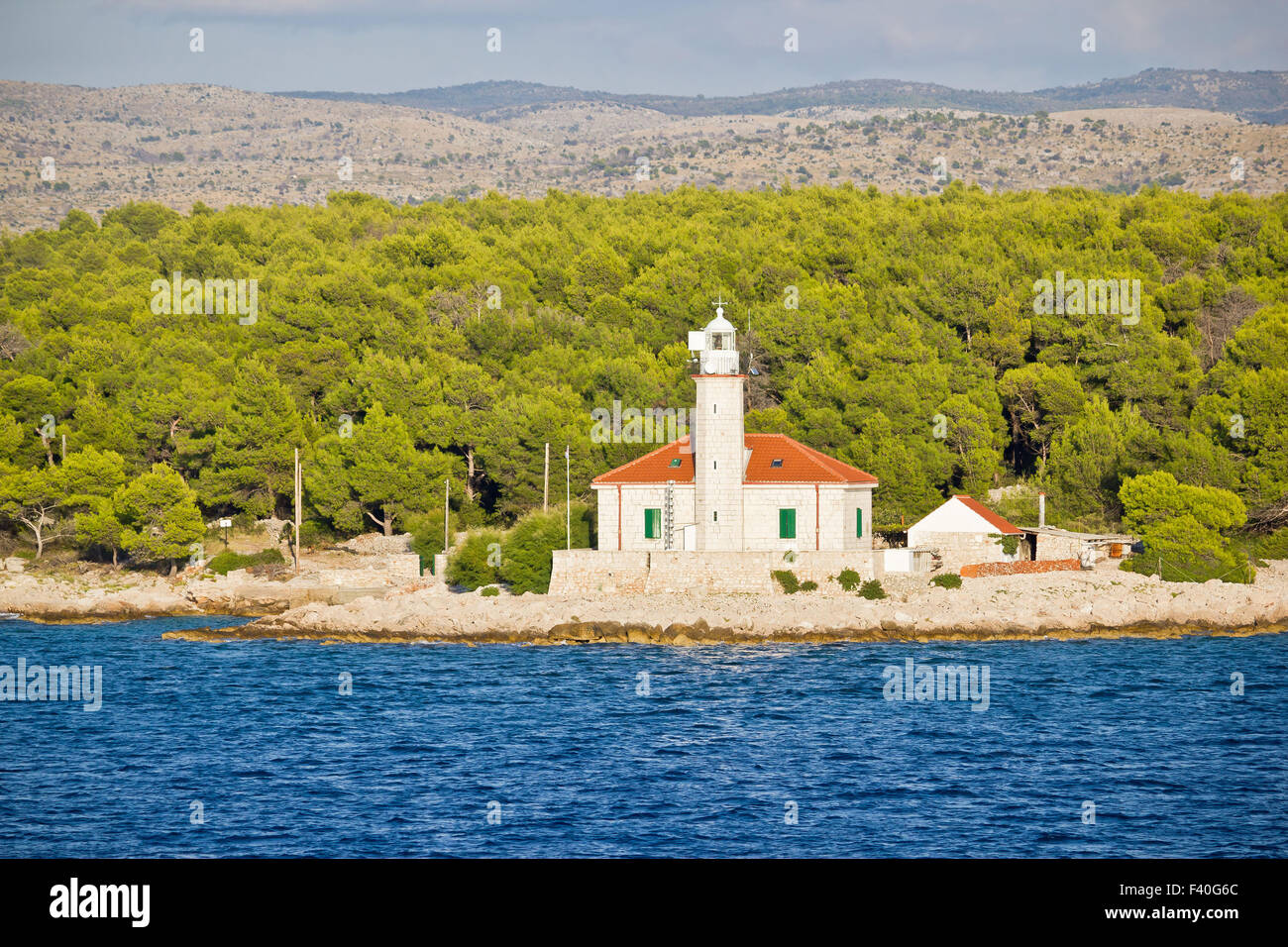 Island of Brac lighthouse view Stock Photo - Alamy
