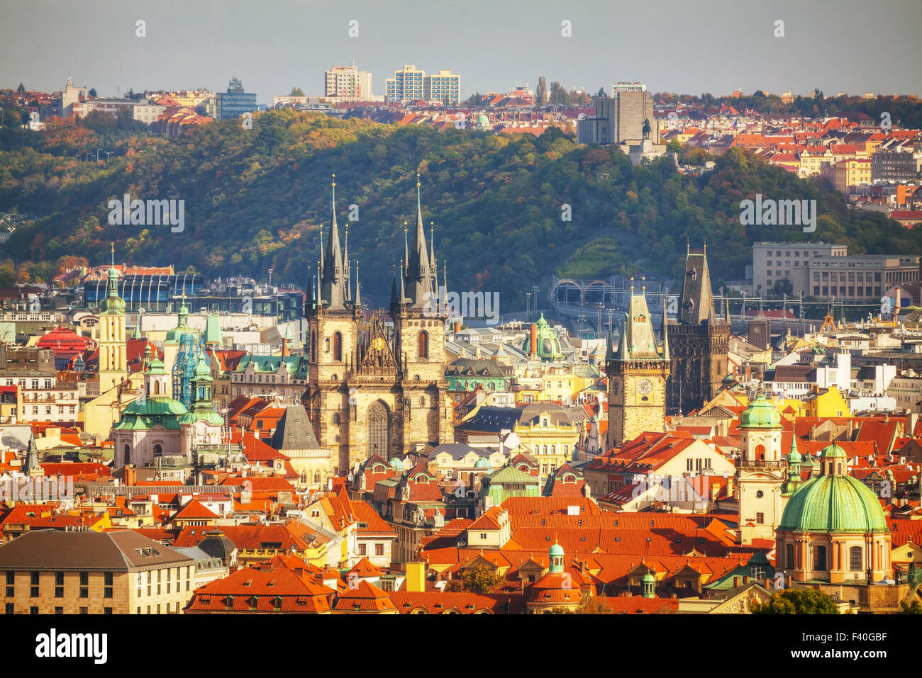 Aerial view prague on sunny hi-res stock photography and images - Alamy