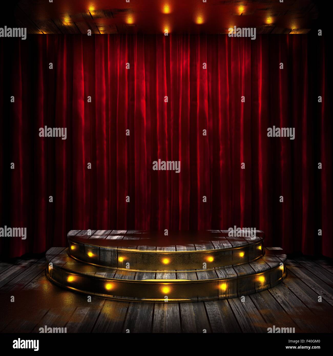 red curtain stage with lights Stock Photo - Alamy