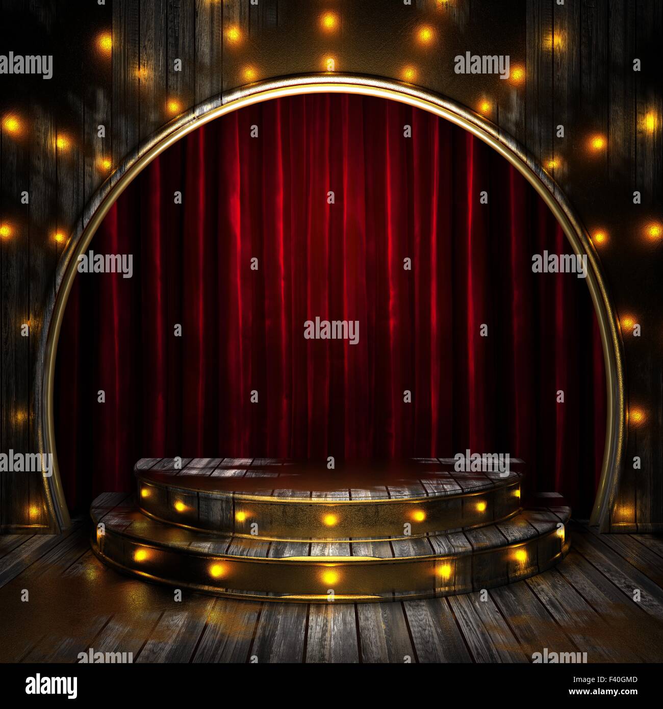 red curtain stage with lights Stock Photo - Alamy