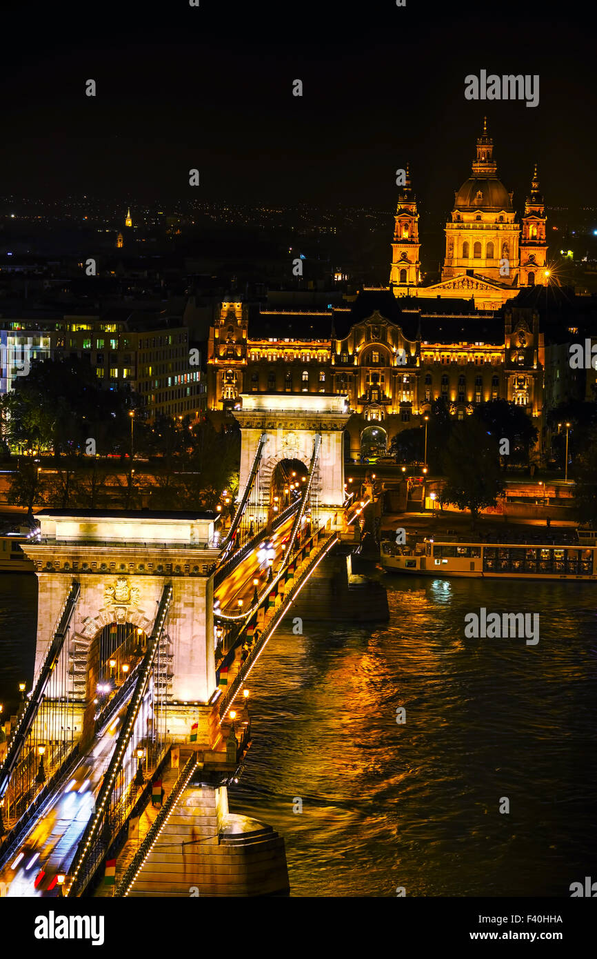 Overview of Budapest at night Stock Photo - Alamy