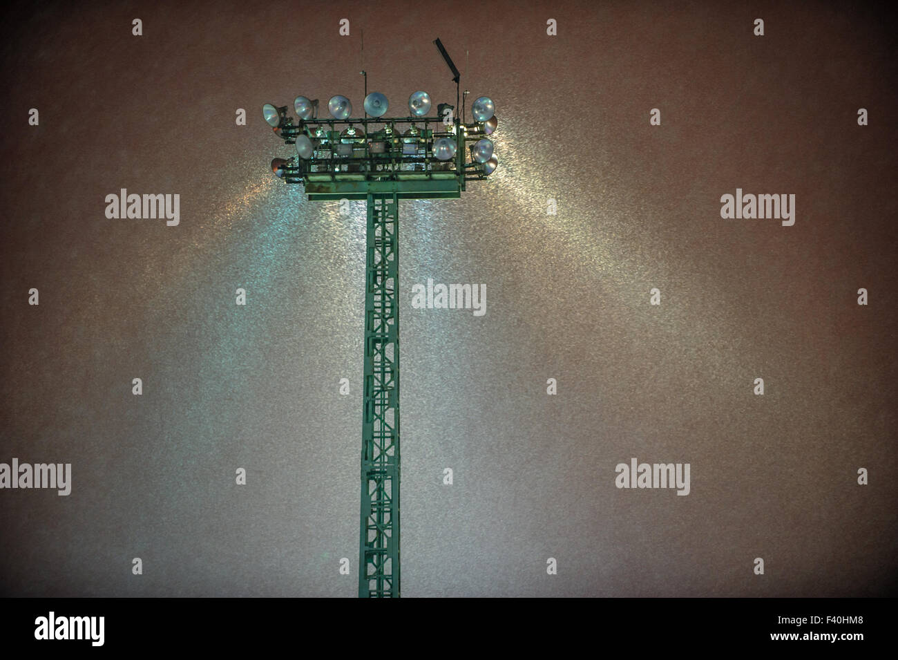 Searchlight and night snowfall Stock Photo - Alamy