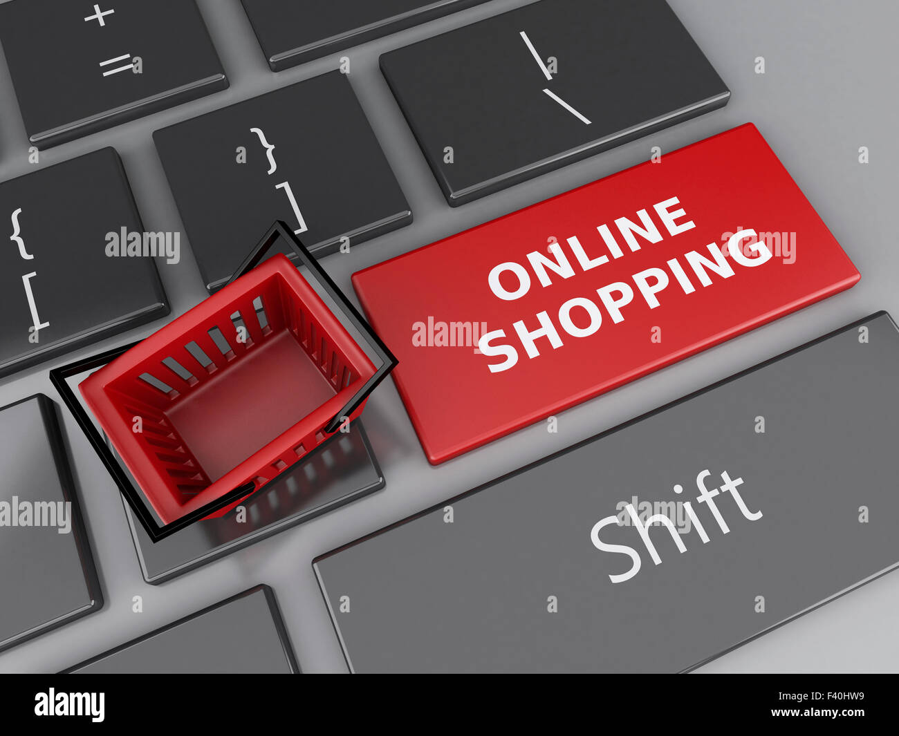 3d Shopping basket on computer keyboard Stock Photo - Alamy