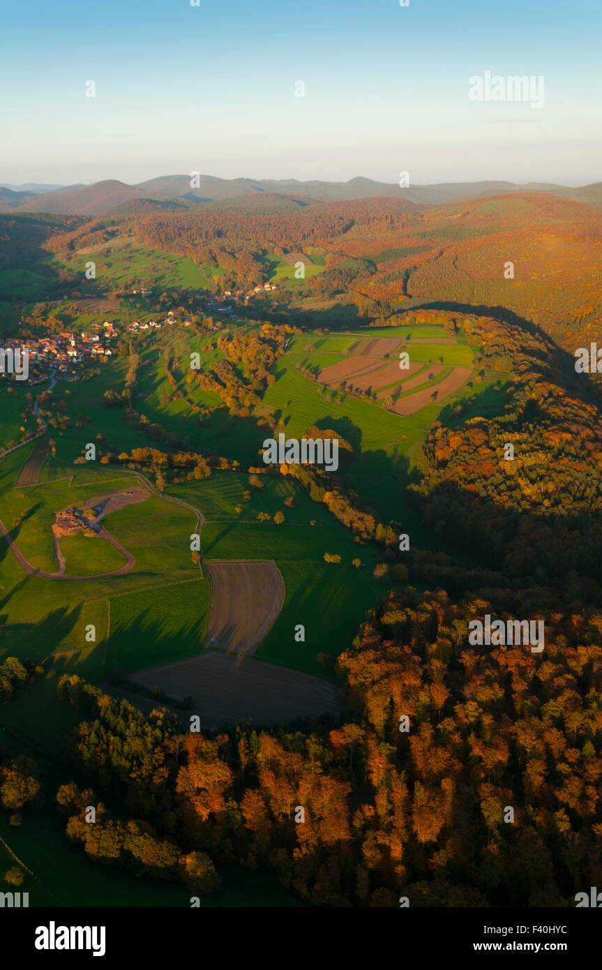 France, Bas Rhin (67), Northern Vosges, Wingen (aerial view) // Bas ...