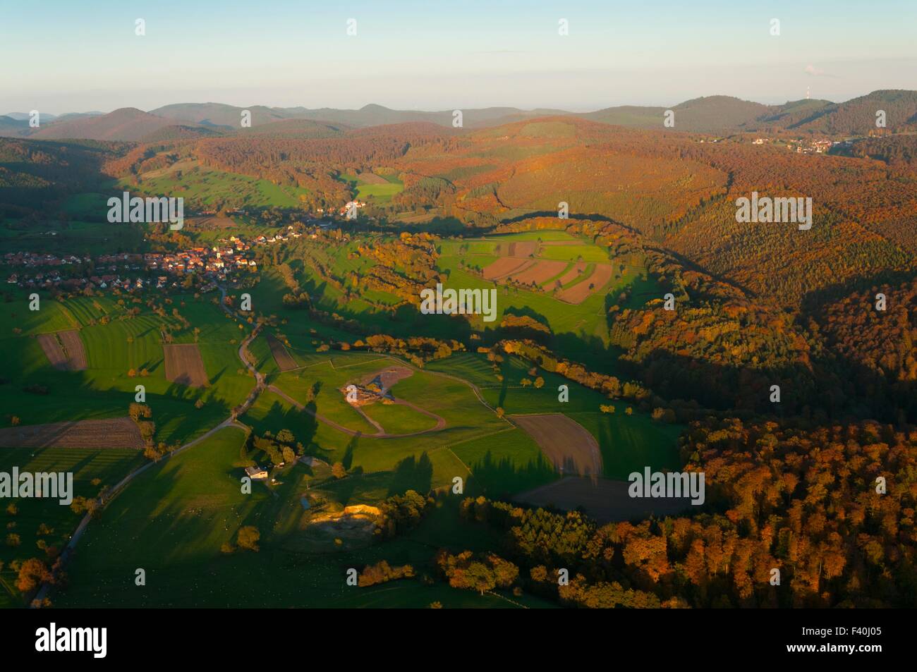 France, Bas Rhin (67), Northern Vosges, Wingen (aerial view) // Bas ...