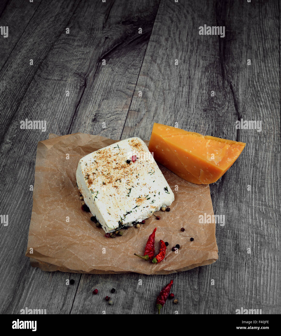Two kinds of cheese Stock Photo - Alamy