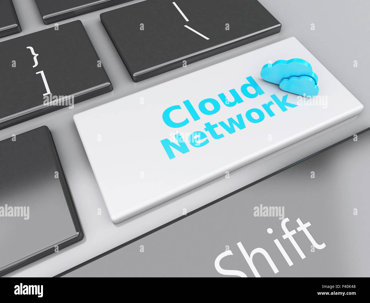 3d Cloud Network on computer keyboard Stock Photo - Alamy
