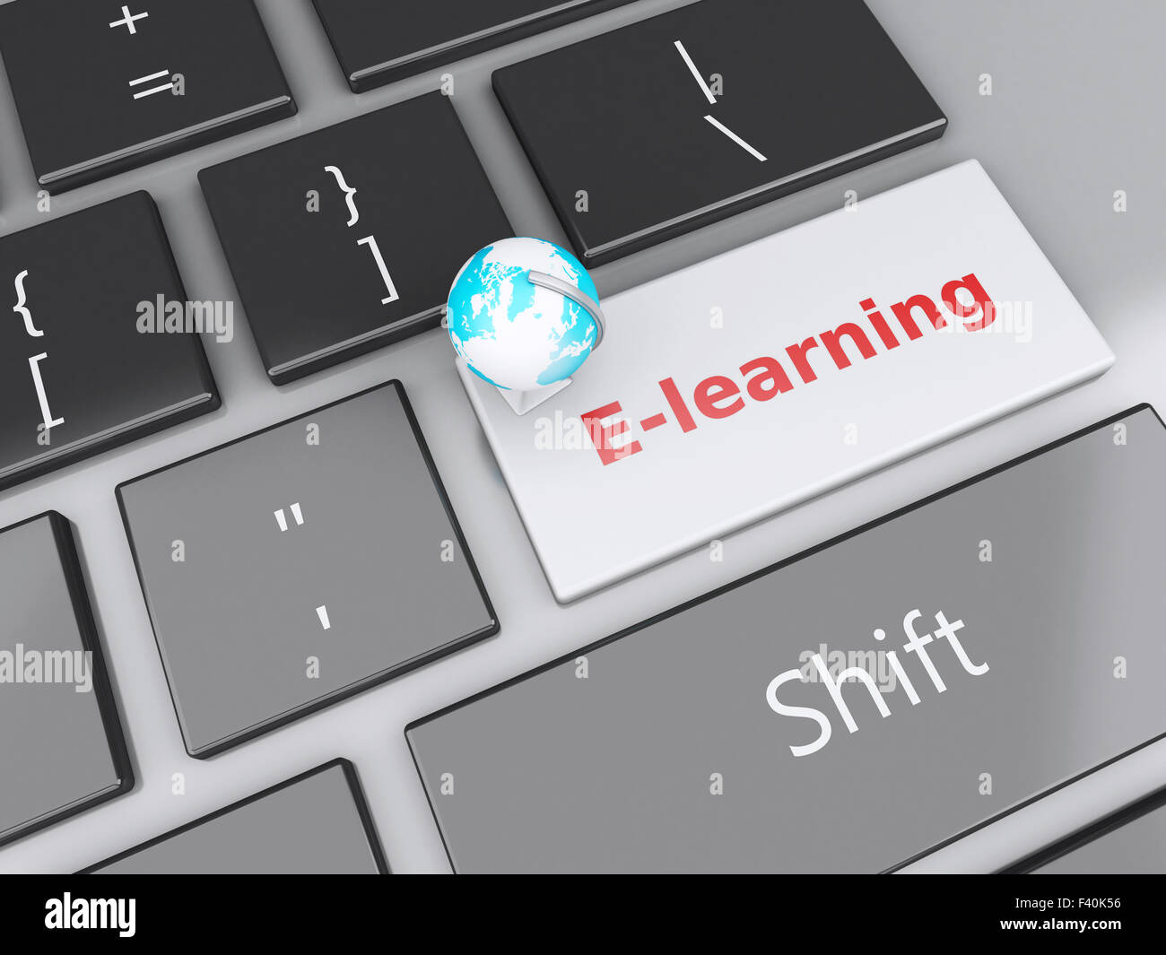 3d Earth icon on computer keyboard Stock Photo - Alamy