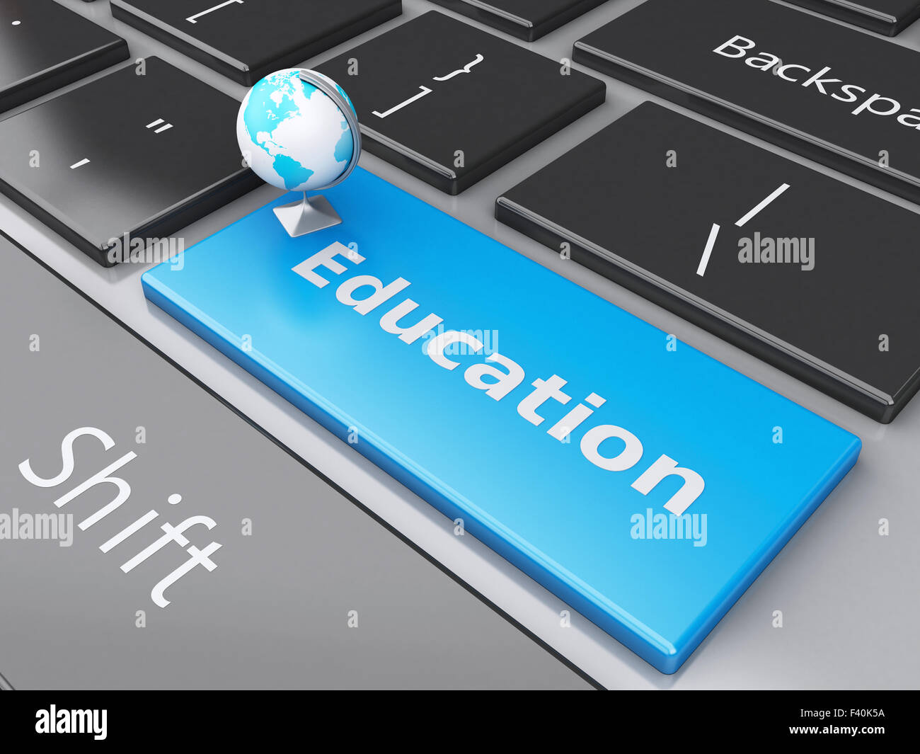 3d Earth icon on computer keyboard Stock Photo - Alamy