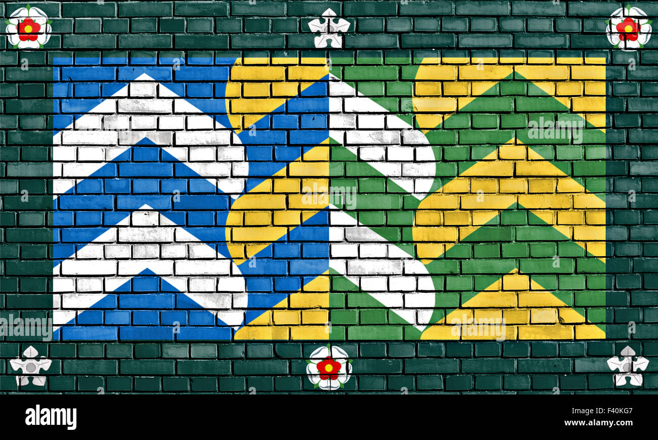 flag of Cumbria painted on brick wall Stock Photo - Alamy