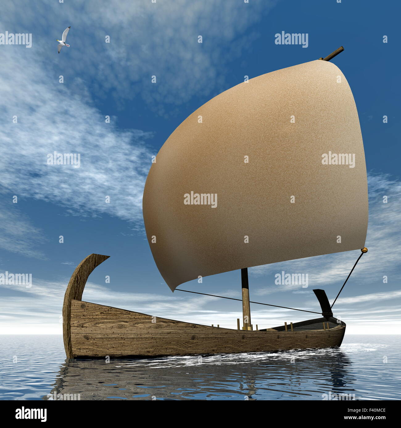 Ancient sailboat - 3D render Stock Photo - Alamy