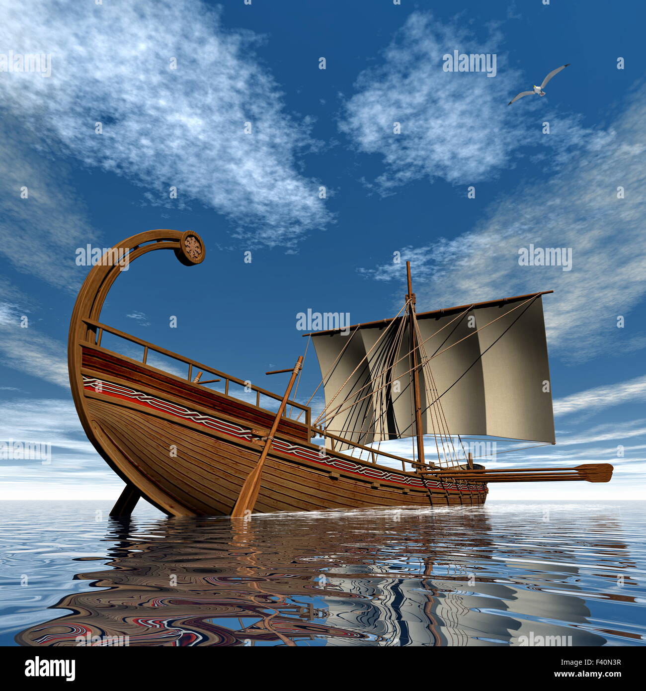Ancient greek sailboat - 3D render Stock Photo - Alamy