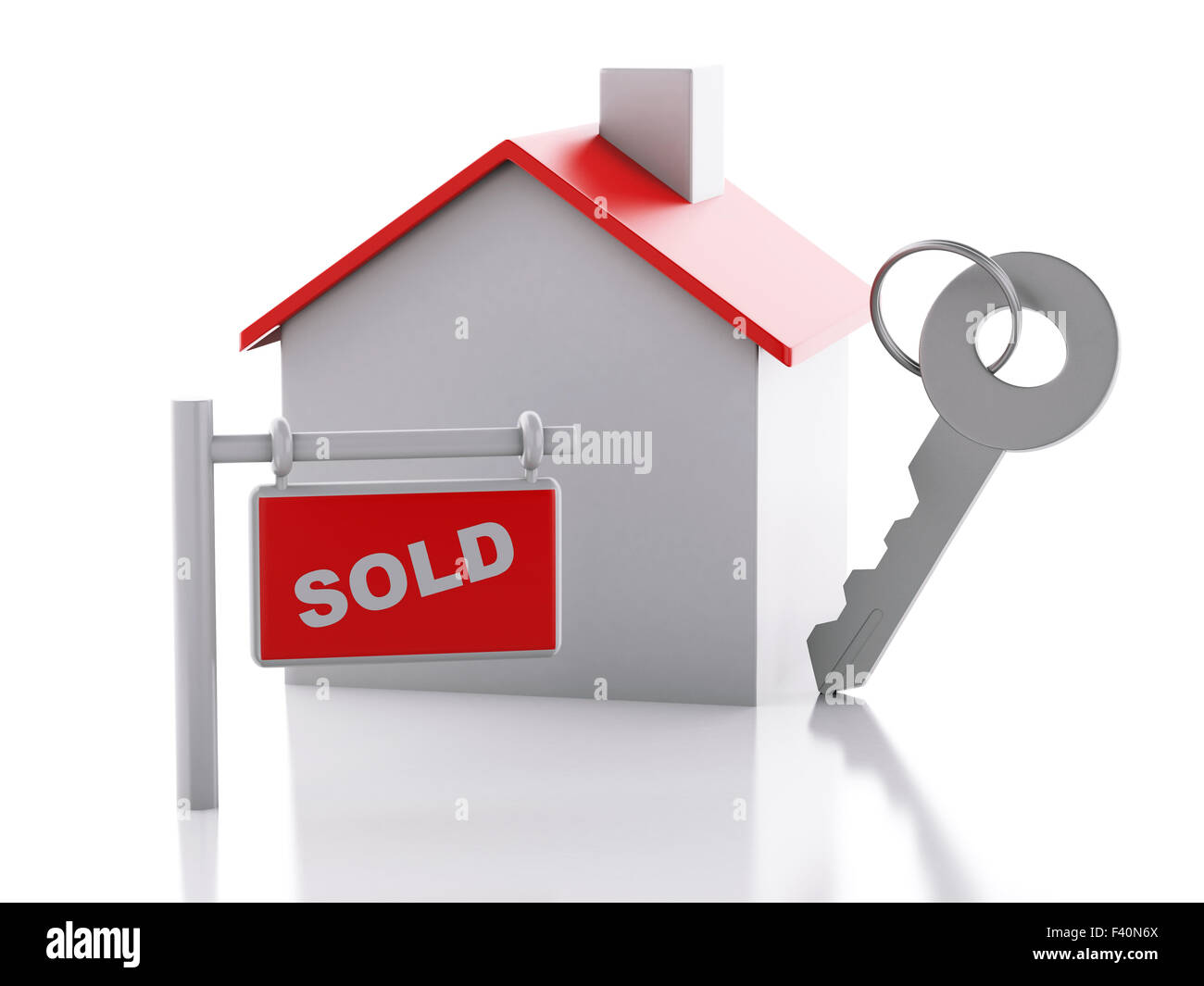 sold house sign on white background Stock Photo - Alamy