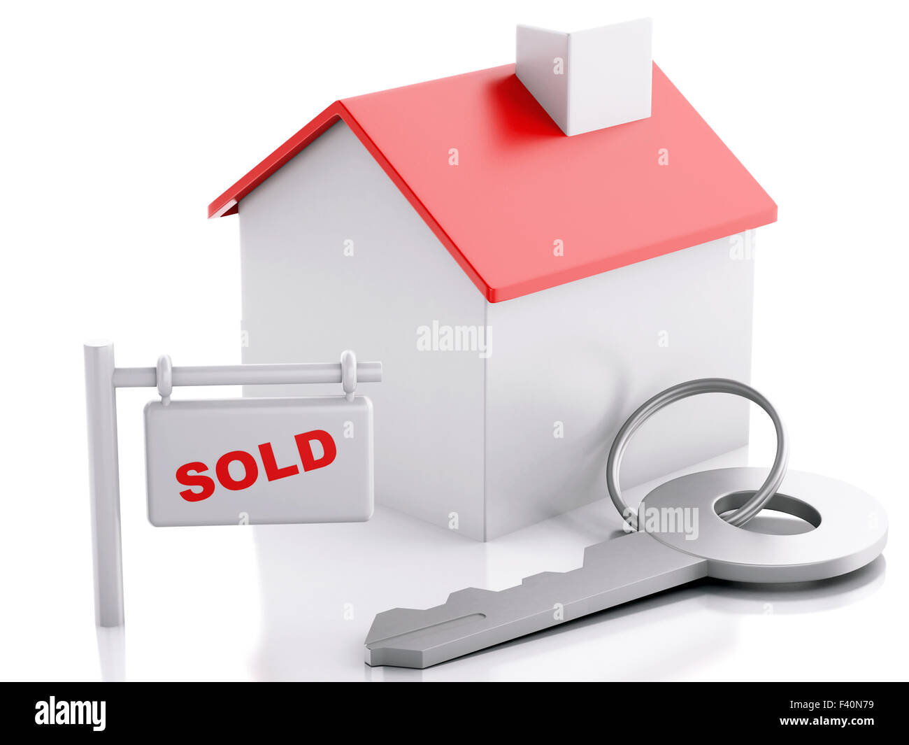 sold house sign on white background Stock Photo - Alamy