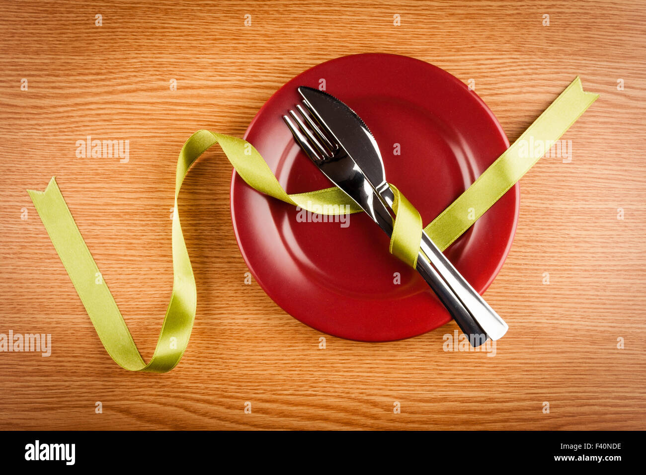 Plate fork knife ribbon hi-res stock photography and images - Alamy