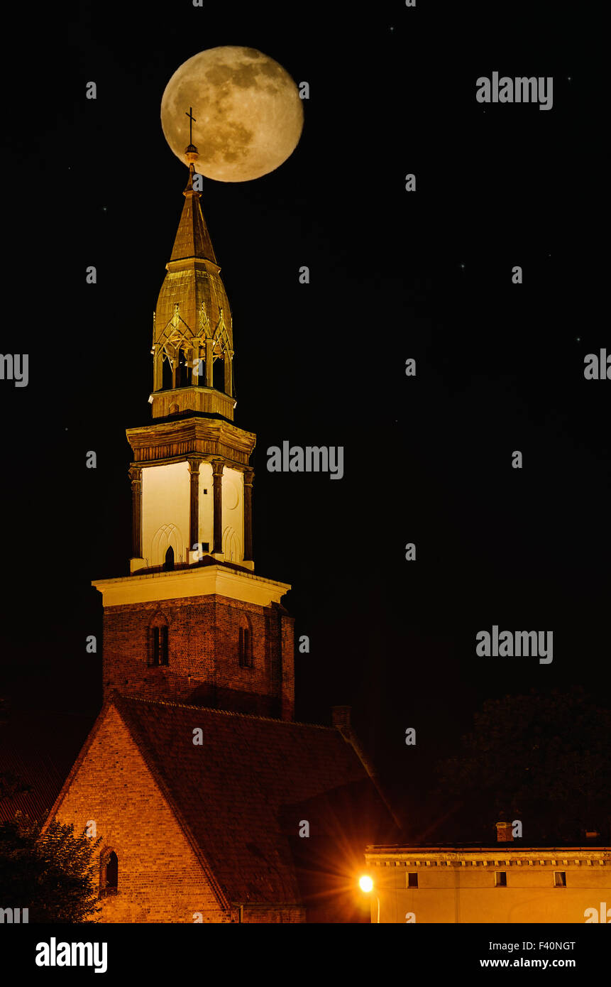 Church In The Night Stock Photo - Alamy