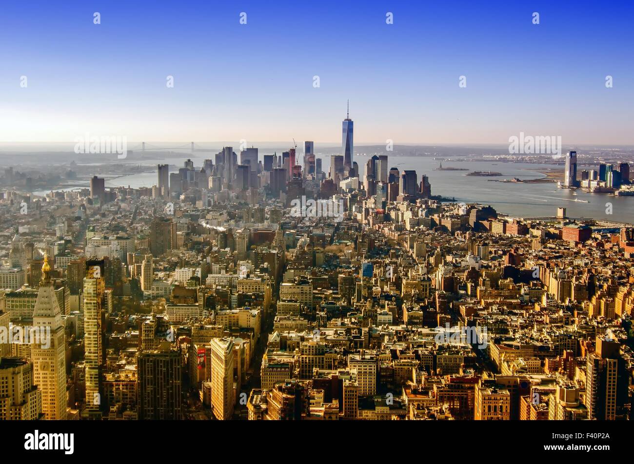 new york city manhattan skyline aerial Stock Photo - Alamy