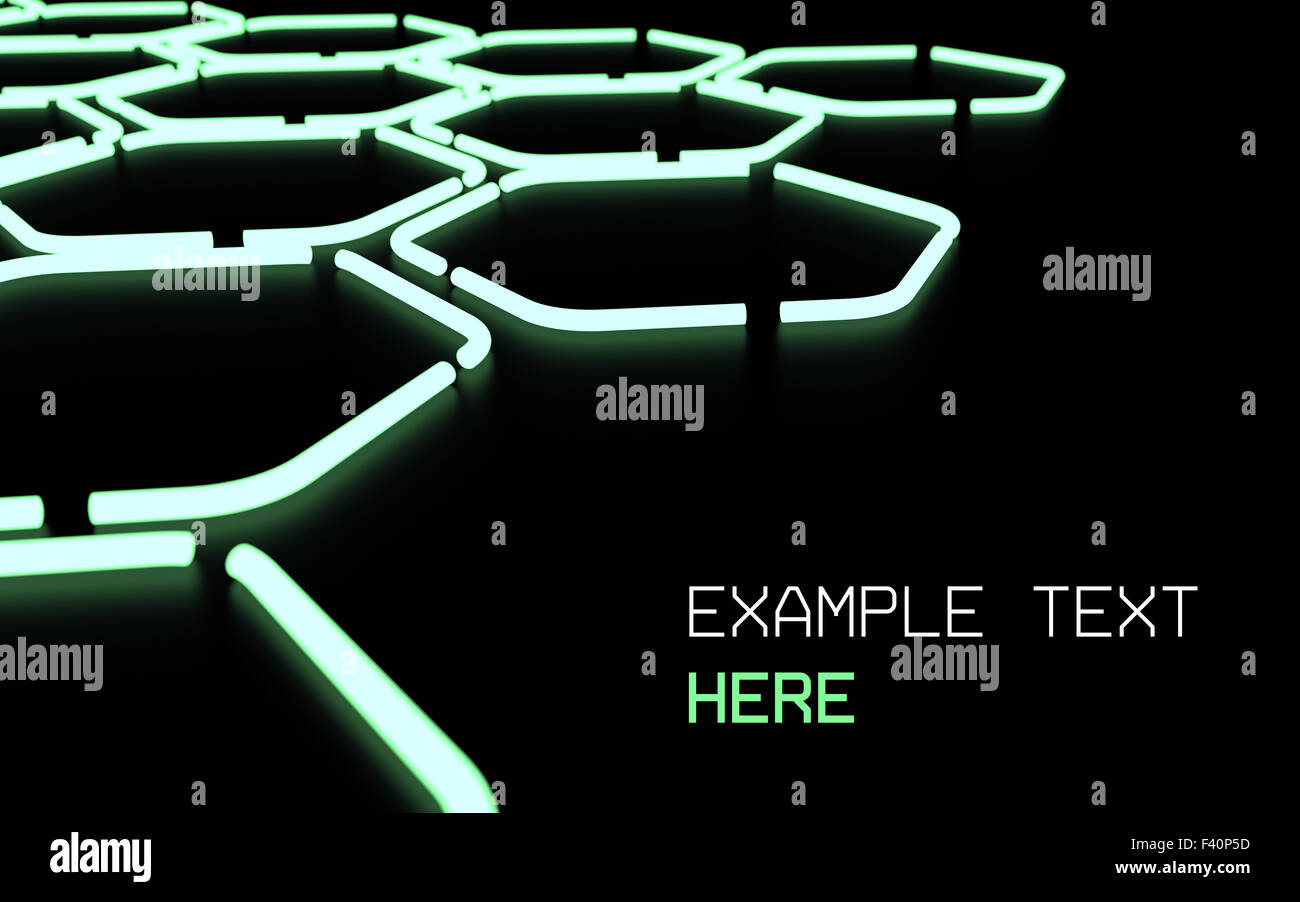 Abstract colorful futuristic hexagonal pattern made with light tubes ...