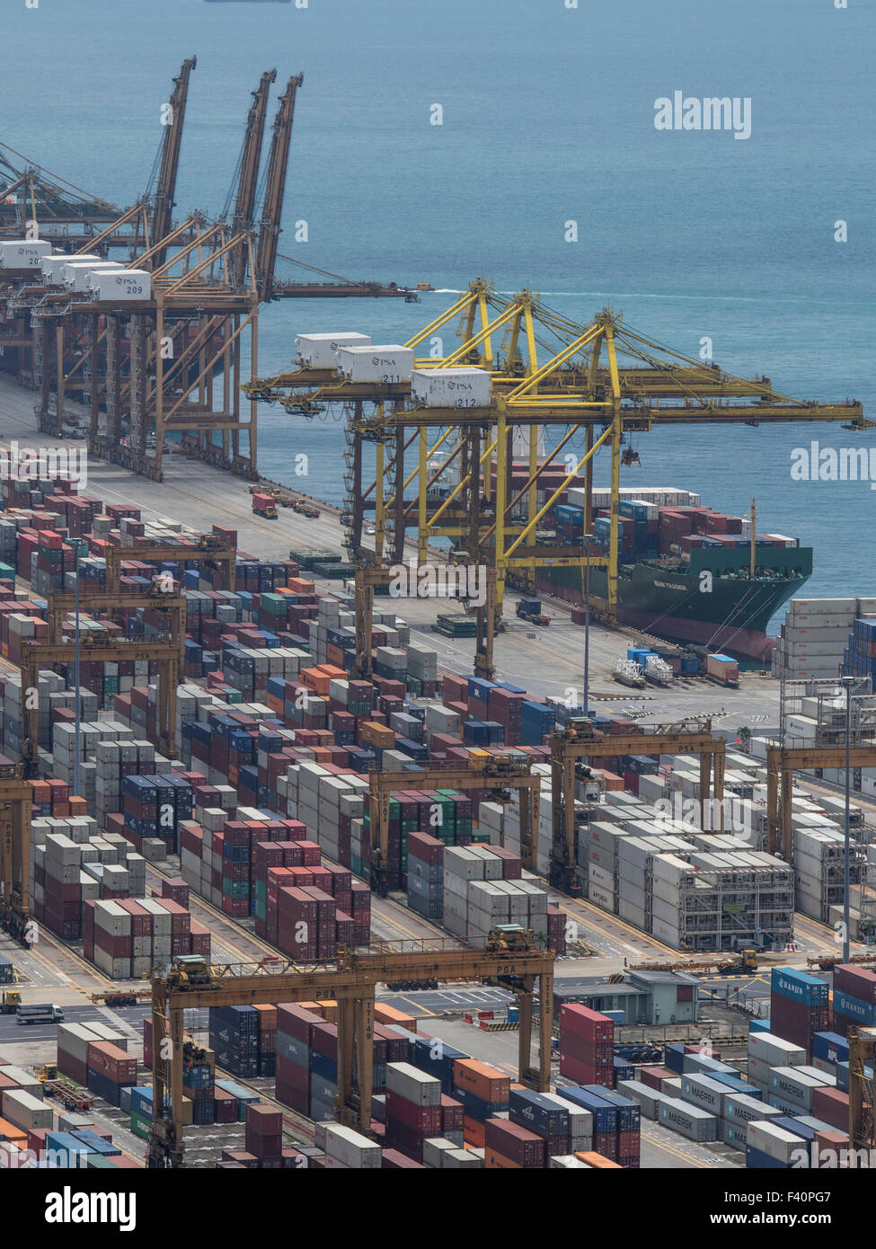 View of the harbour and container shipping terminal in Singapore Stock ...
