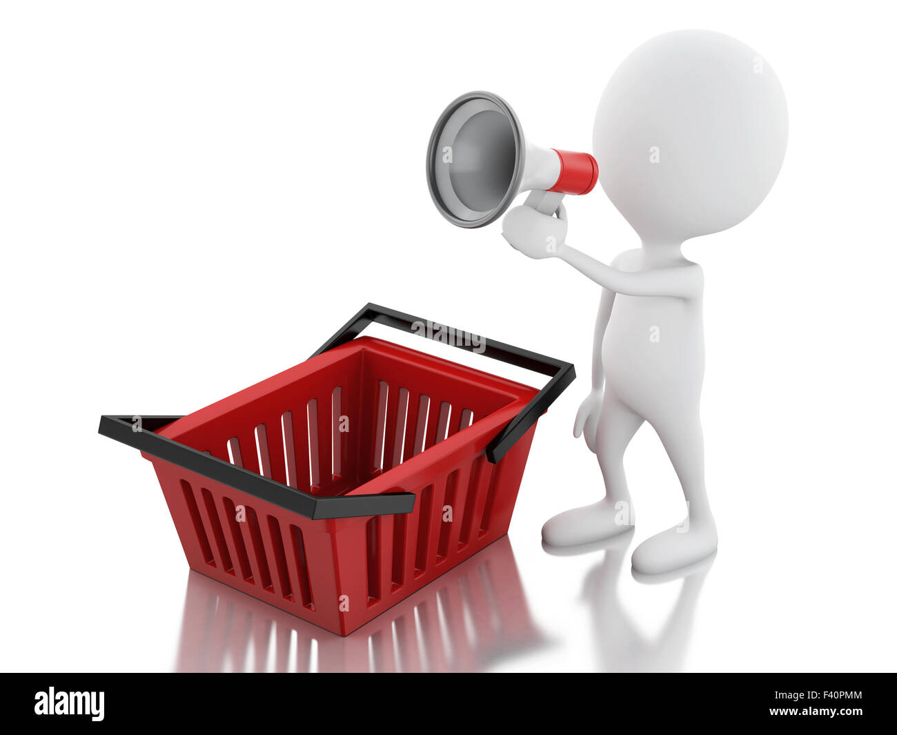 3d man sale announcement with megaphone Stock Photo - Alamy