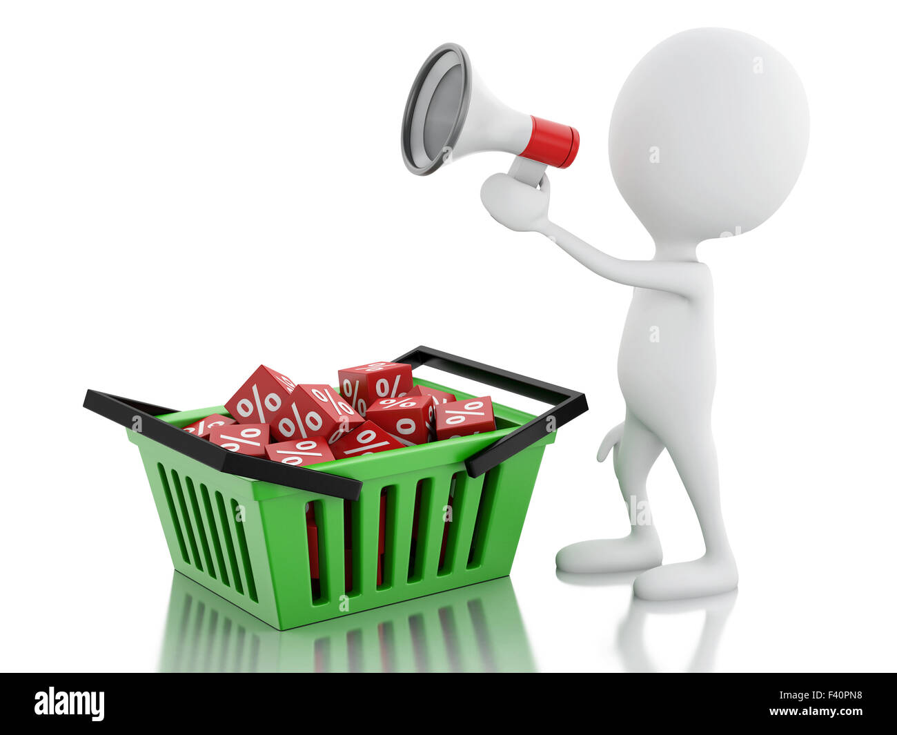 3d man sale announcement with megaphone Stock Photo - Alamy