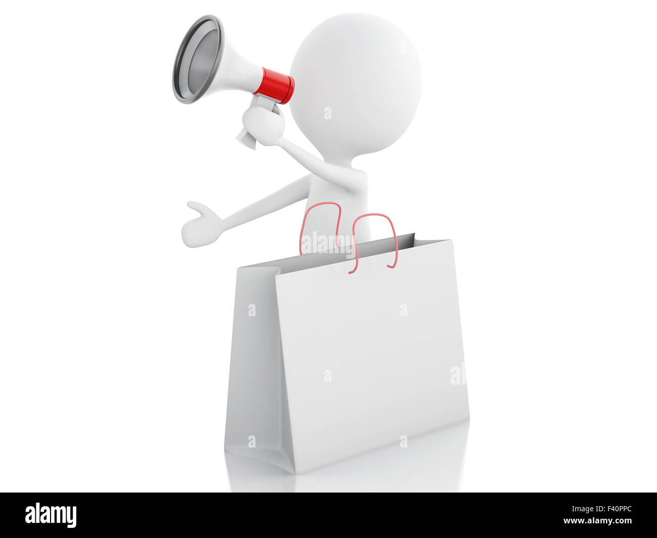 3d man sale announcement with megaphone Stock Photo - Alamy