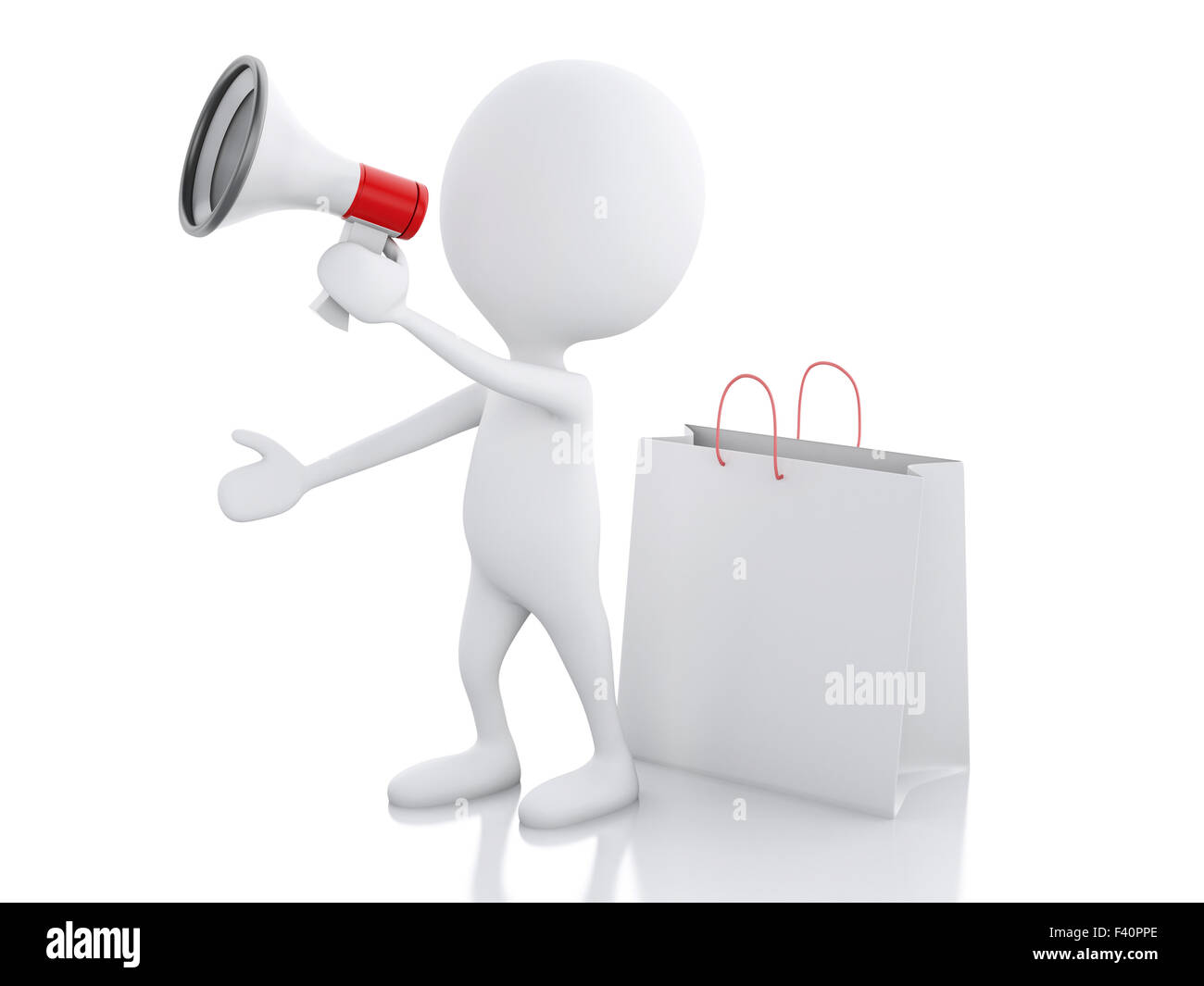 3d man sale announcement with megaphone Stock Photo - Alamy