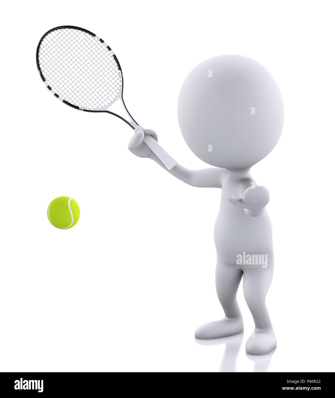 3d white people with tennis racket and ball Stock Photo - Alamy