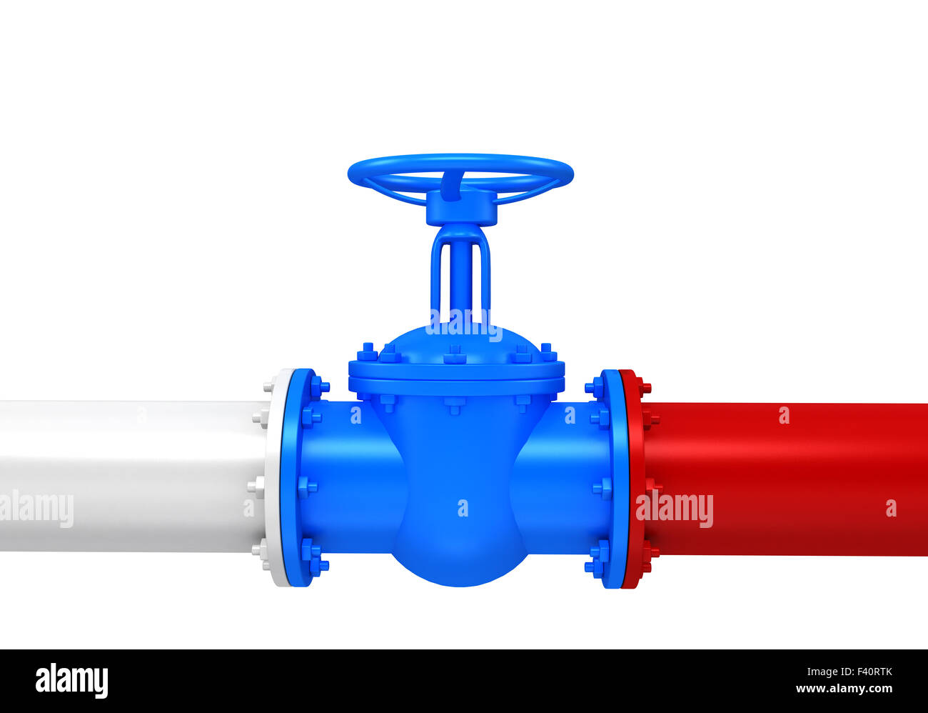 Gas pipes valve connection with russian flag Stock Photo - Alamy