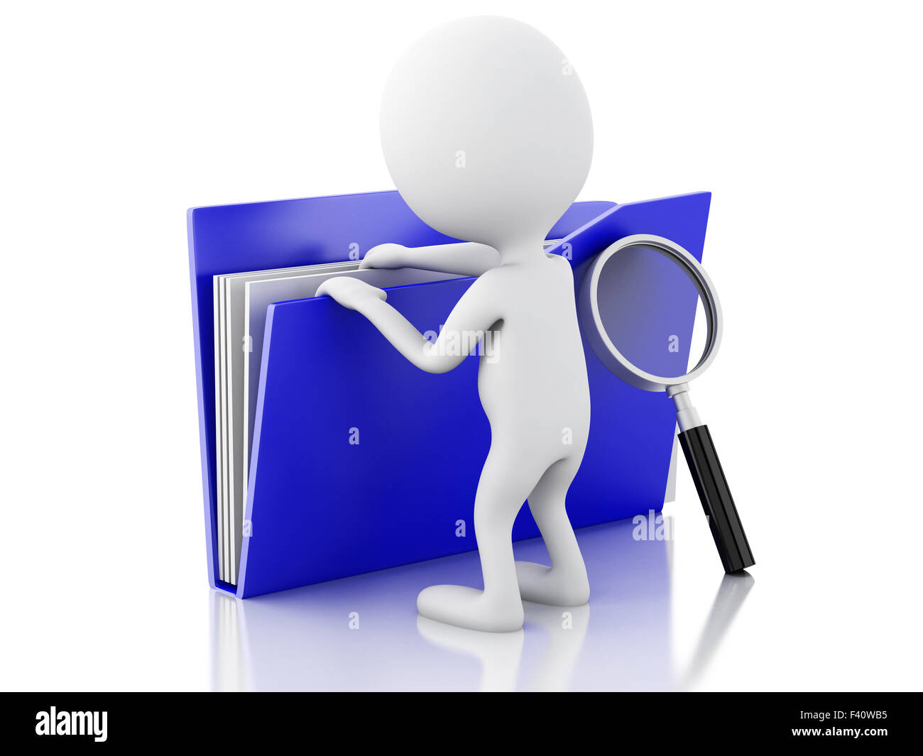 3d image. White people with blue folder Stock Photo - Alamy